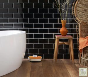 Victoria Black Bevelled 75x150mm Tile | Tilemax