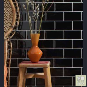 Victoria Black Bevelled 75x150mm Tile | Tilemax